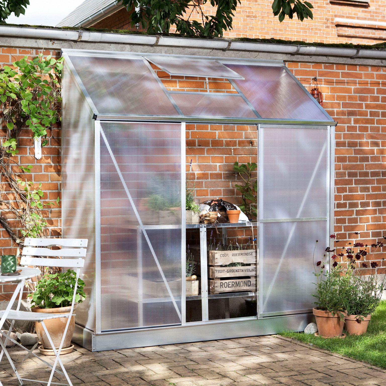 Muurkas Mini 3 met polycarbonaat - Tuinen-shop.nl